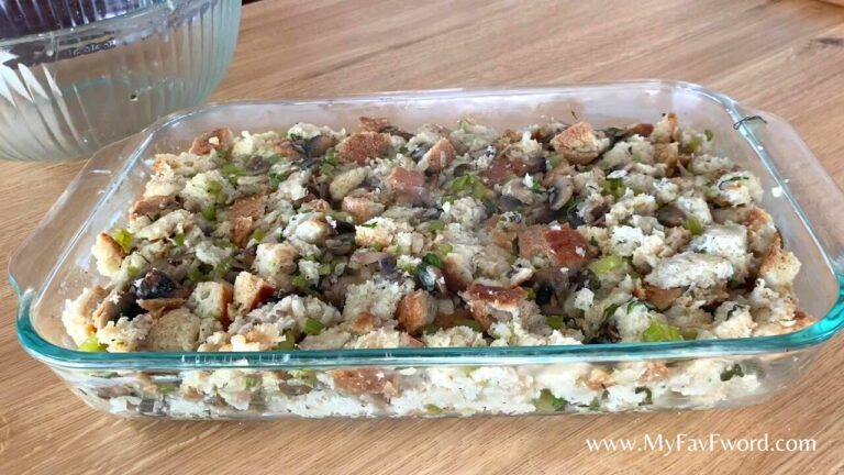 Healthier Bread Stuffing - Lower Calorie Option - My Favorite F Word