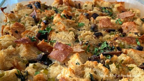 Healthier Bread Stuffing - Lower Calorie Option - My Favorite F Word